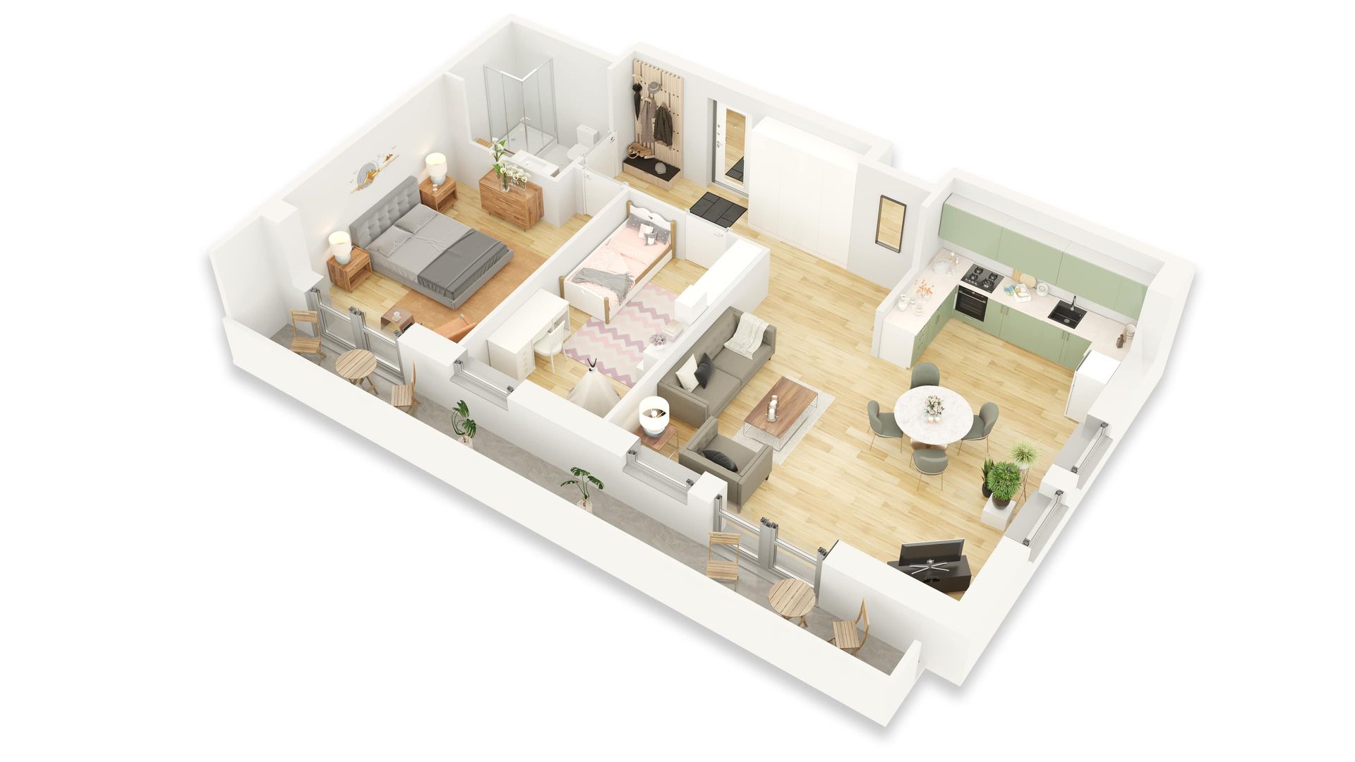 FotoRealistyczny Rzut 3D Lokalu, Mieszkania, Domu - Render